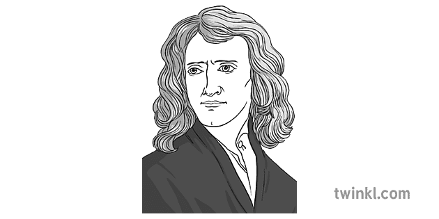 Sir Isaac Newton Black and White - Twinkl