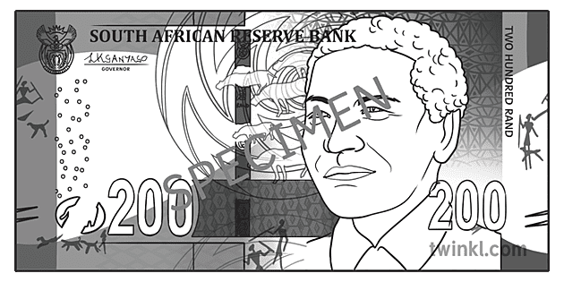 banconota sudafricana duecento rand fronte 200 moneta africana denaro ...