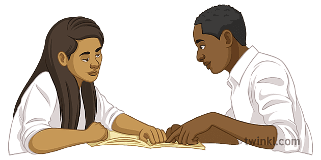 Students Working As a Pair Illustration - Twinkl