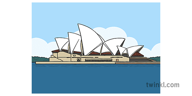 Sydney Opera House with Background Illustration - Twinkl