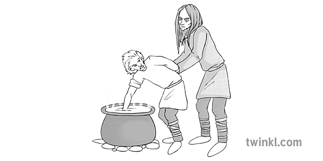 the hot water ordeal black and white Illustration - Twinkl