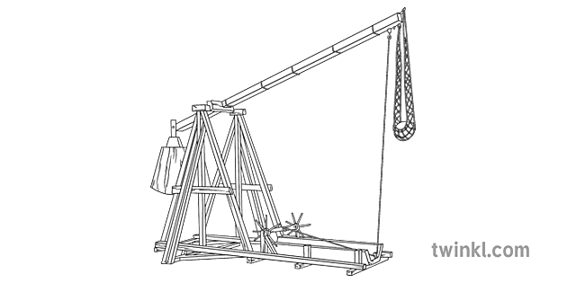 Trebuchet Doodle Clip Catapult Vector Coloring Clipart Illustrations ...
