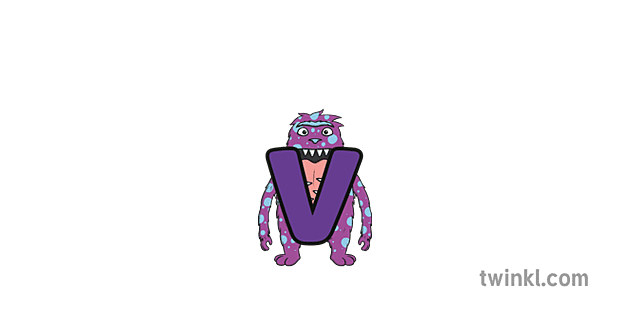 v zig zag monster handwriting letter formation 1 Illustration - Twinkl