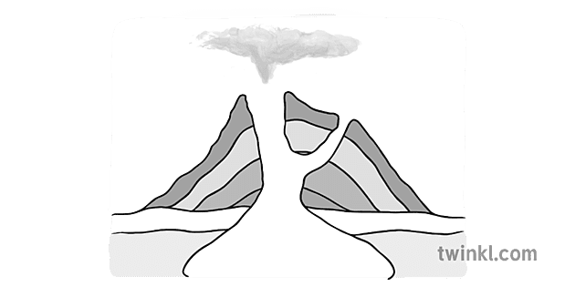 volcano cross section black and white 1 Illustration - Twinkl