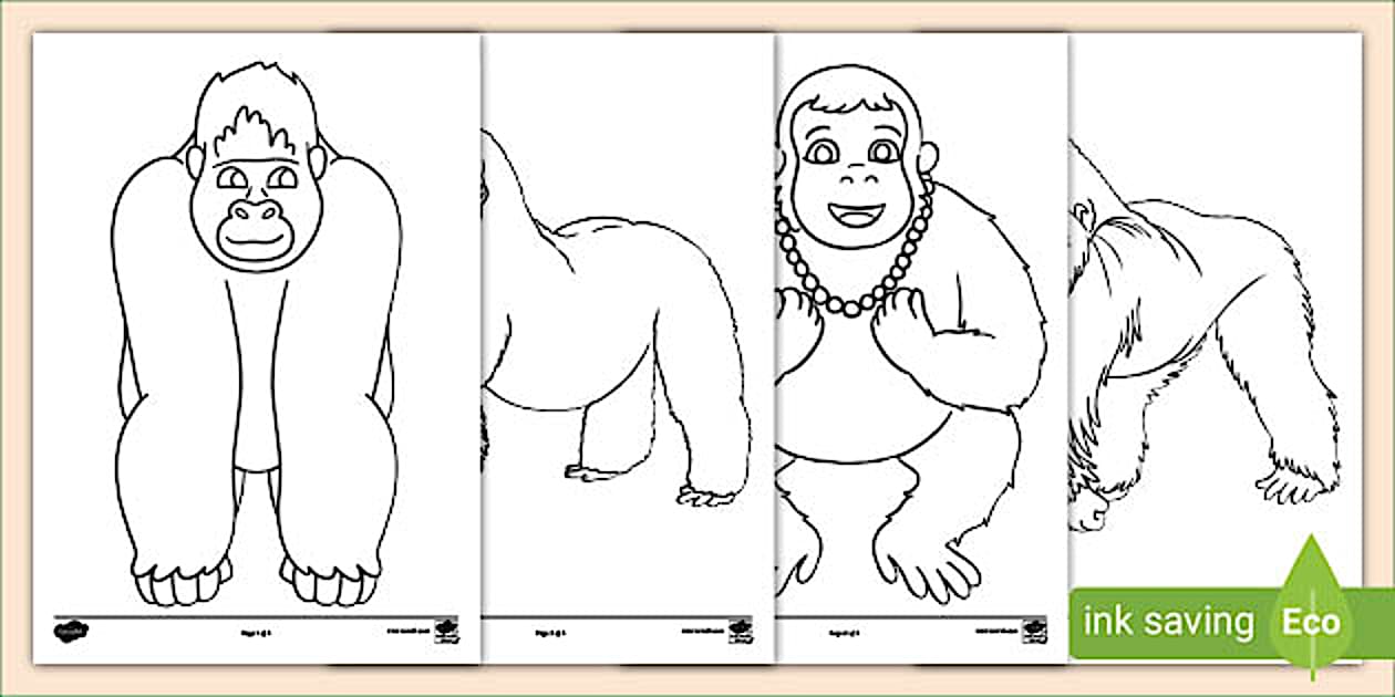 Gorilla Colouring Sheets (teacher made) - Twinkl