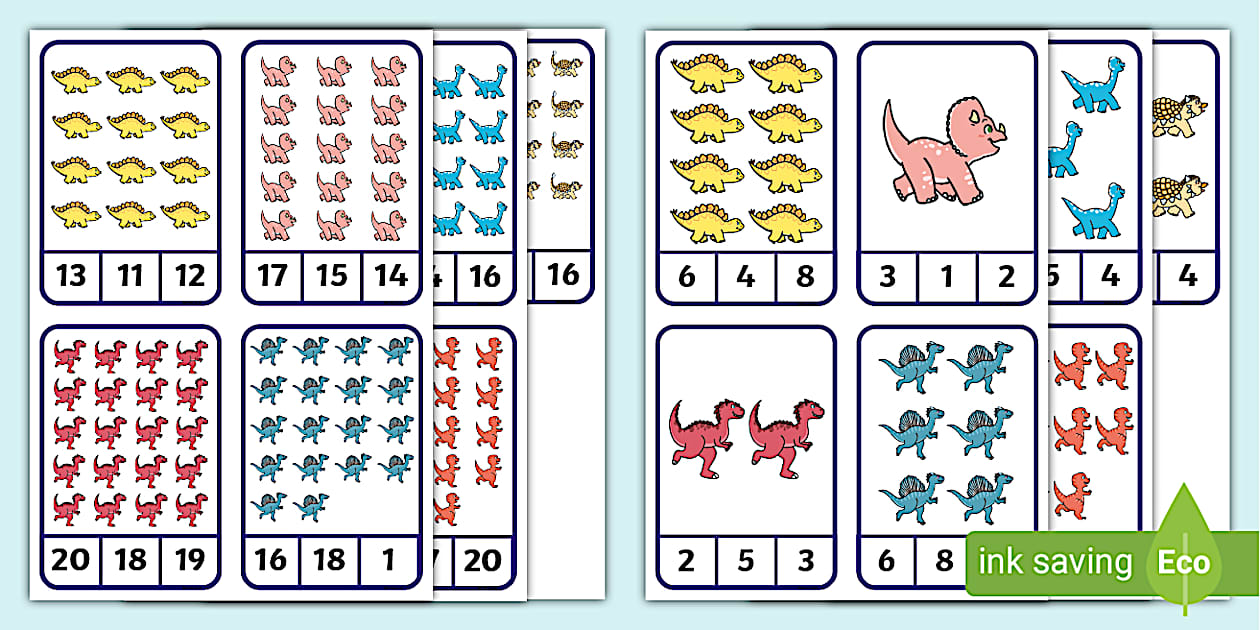 Hide-a-Saurus Dinosaur Peg Counting to 20 Activity - Twinkl