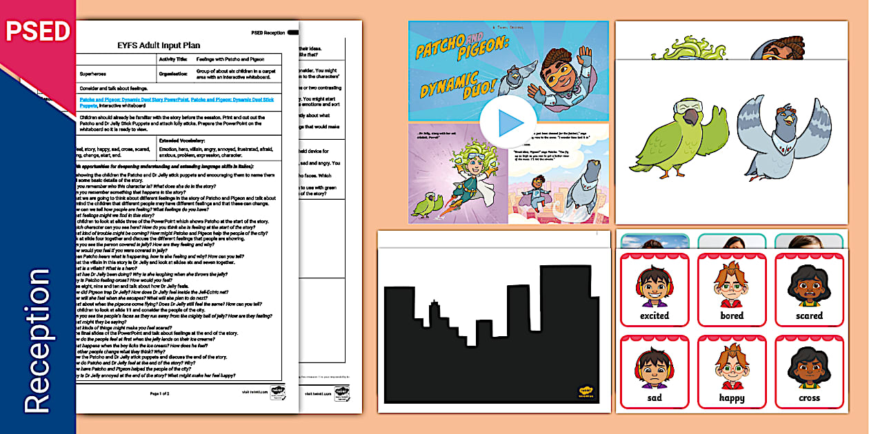 Kindergarten Feelings with Patcho and Pigeon Adult Input Plan Pack