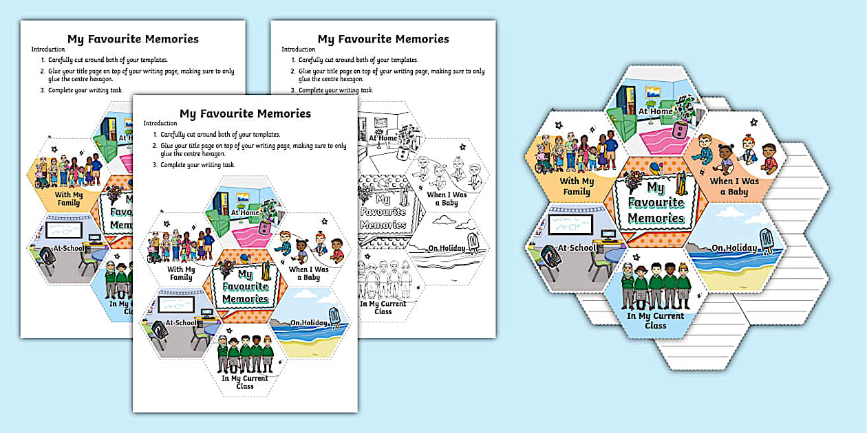 My Favourite Memories Hexagon Writing Template - Twinkl