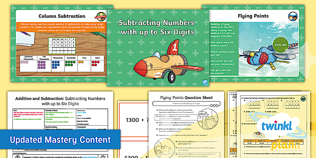 Year 5 Column Subtraction of Numbers with More Than 4 Digits