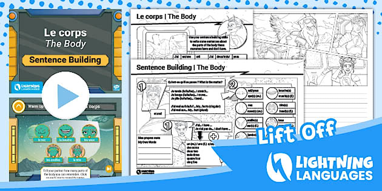 👉 Lightning Languages | French The Body Sentence Building Pack