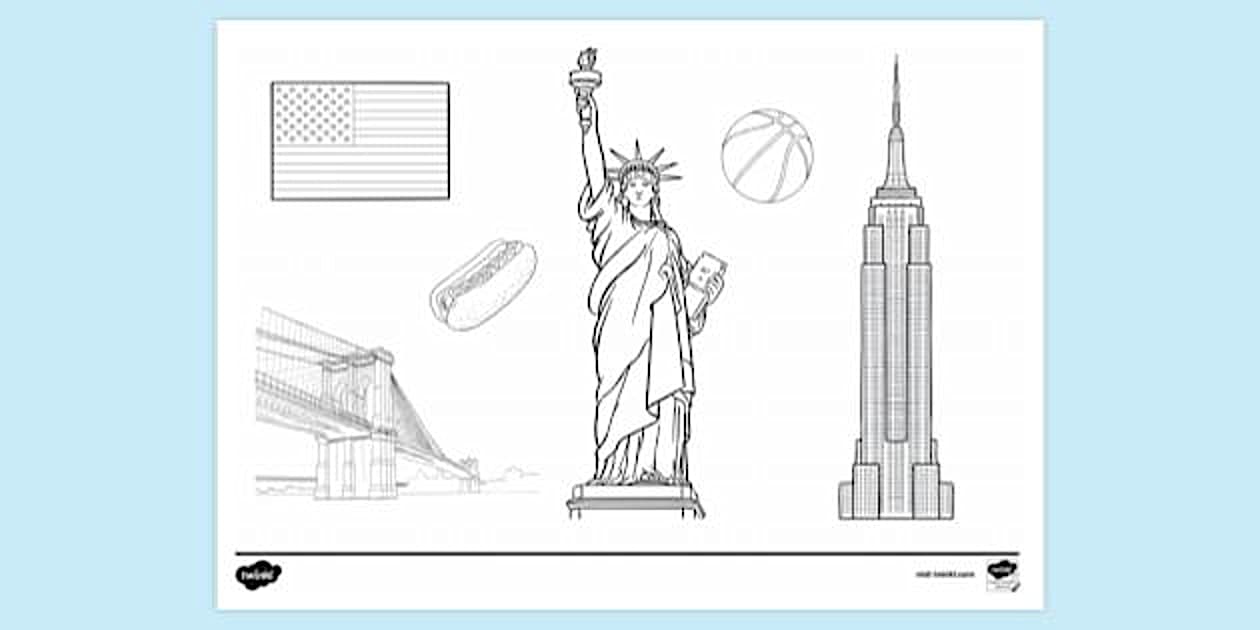 New York Colouring Page | Colouring Sheets - Twinkl