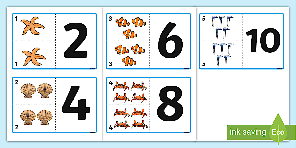 👉 Under the Sea Doubling Numbers to 10 Matching Activity