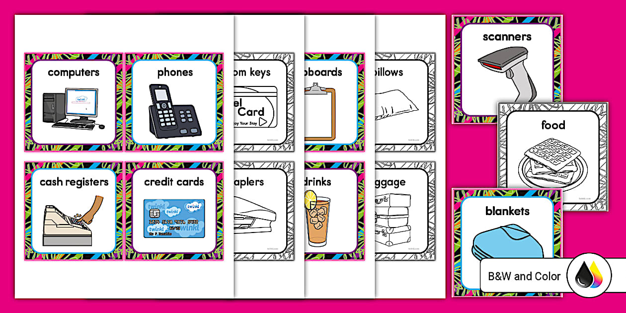 Tropical Hotel Dramatic Play Labels (Teacher-Made) - Twinkl