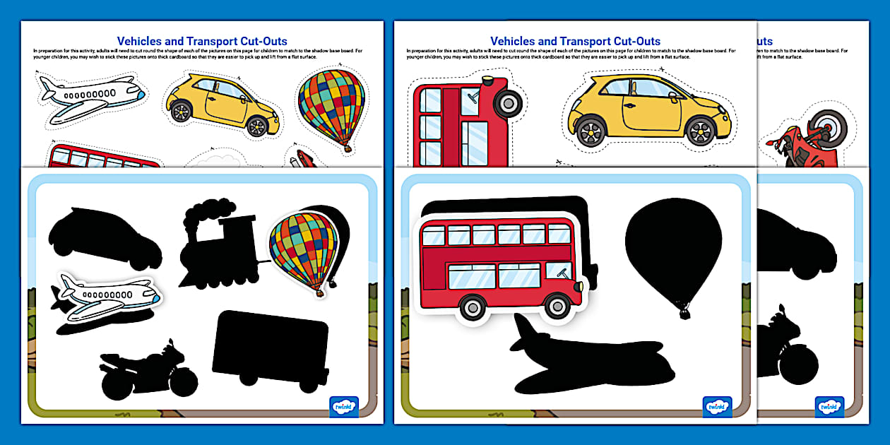 Vehicles and Transport Picture and Shadow Matching Activity