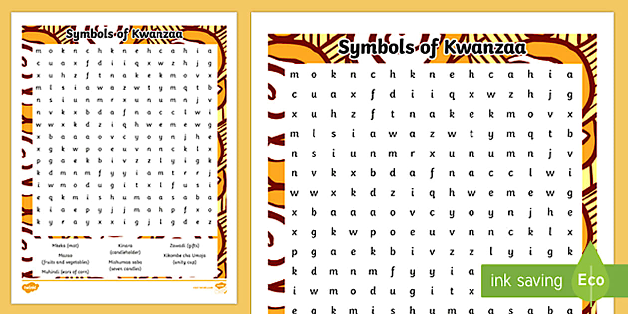 Kwanzaa Symbols Word Search for 3rd Grade | Twinkl USA