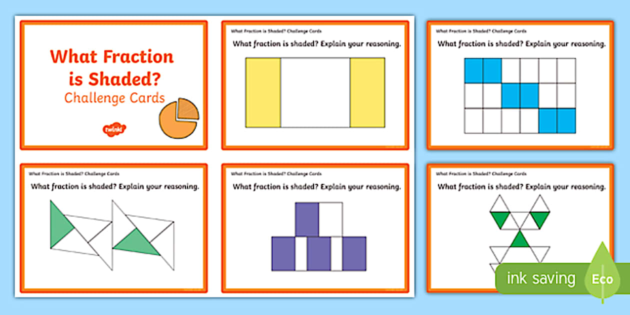 What Fraction Is Shaded? Challenge Cards (teacher made)