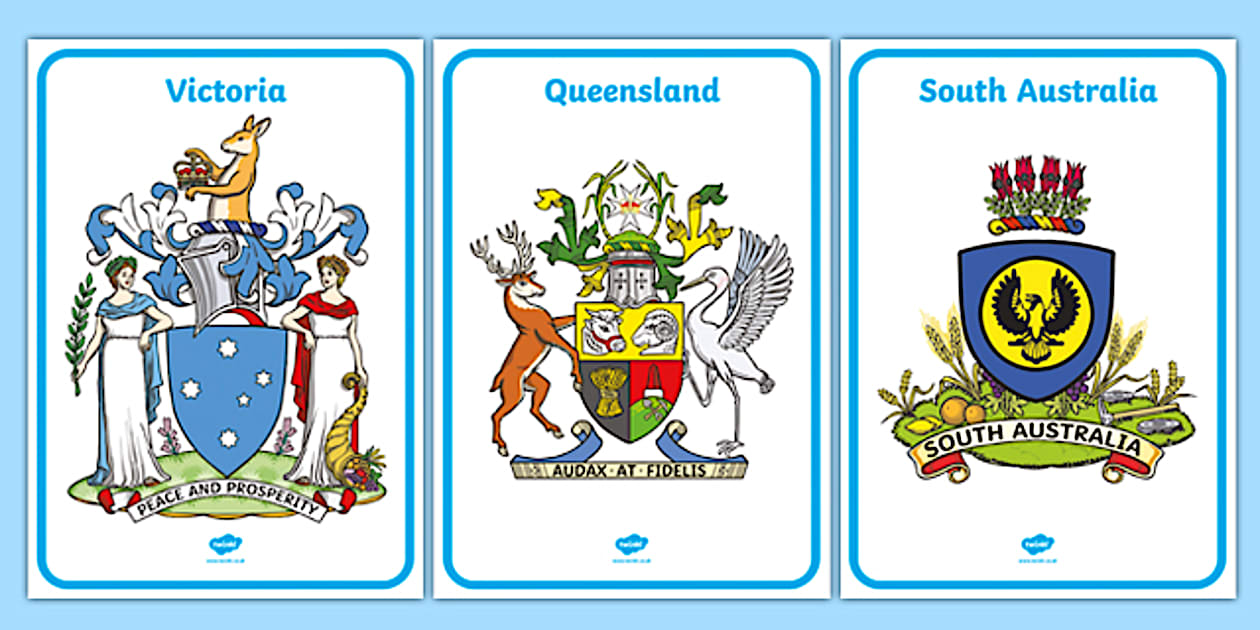Australian States and Territories Coat of Arms Display Posters