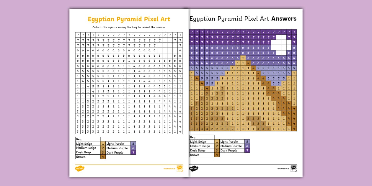 Egyptian Pyramid Pixel Art Template (teacher made) - Twinkl