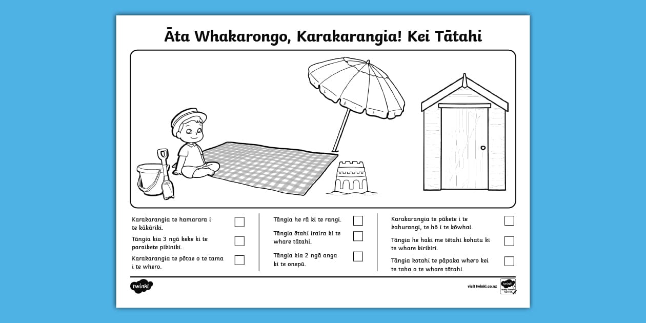 Āta Whakarongo, Karakarangia! Kei Tātahi (teacher made)