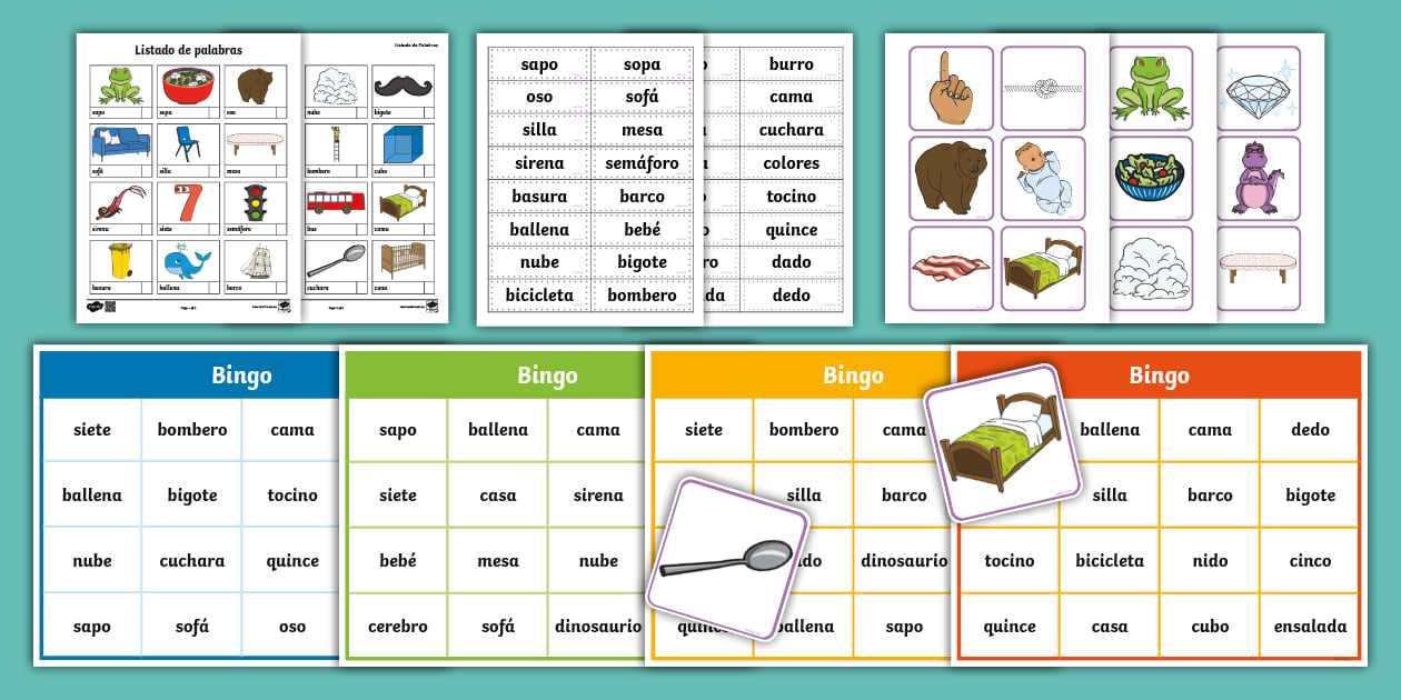 Bingo de Palabras con S, B, C y D (professor feito) - Twinkl