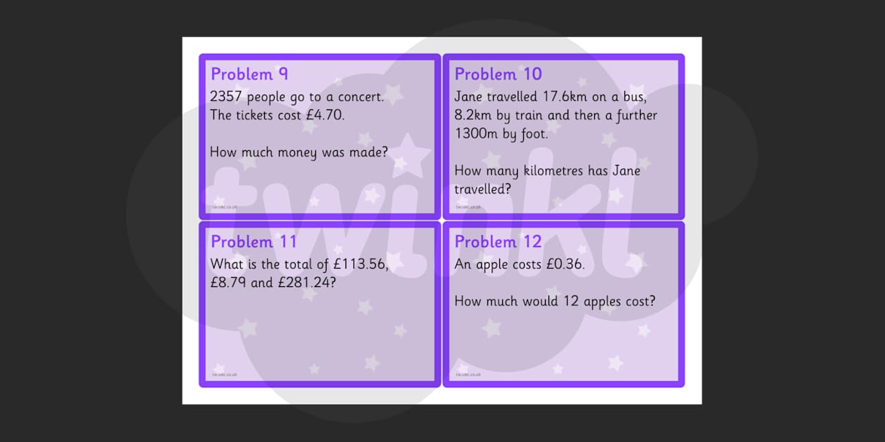 written maths problems year 6