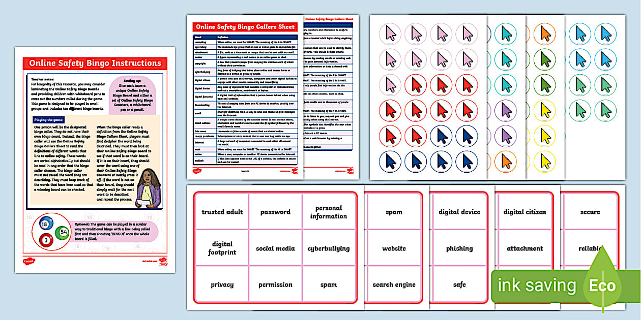 Online Safety Bingo Activity Pack - Internet Safety Bingo