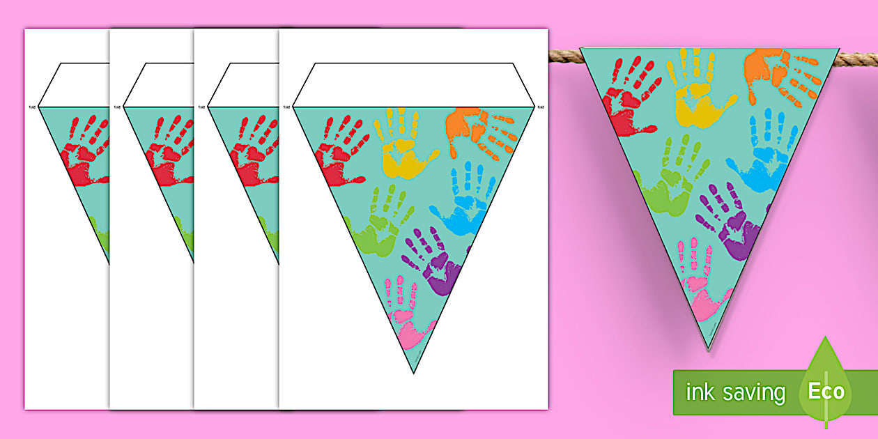 Editable Handprint Display Bunting (teacher made) - Twinkl