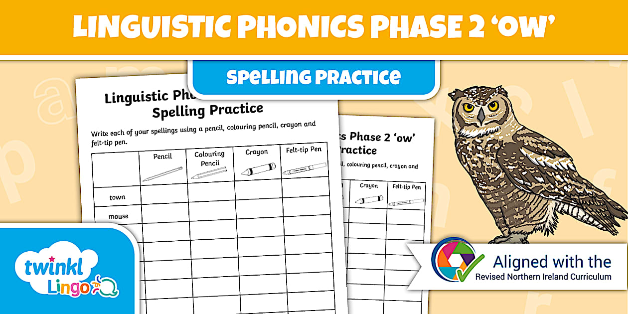 Linguistic Phonics Phase 2 ‘ow’ - Spelling Practice