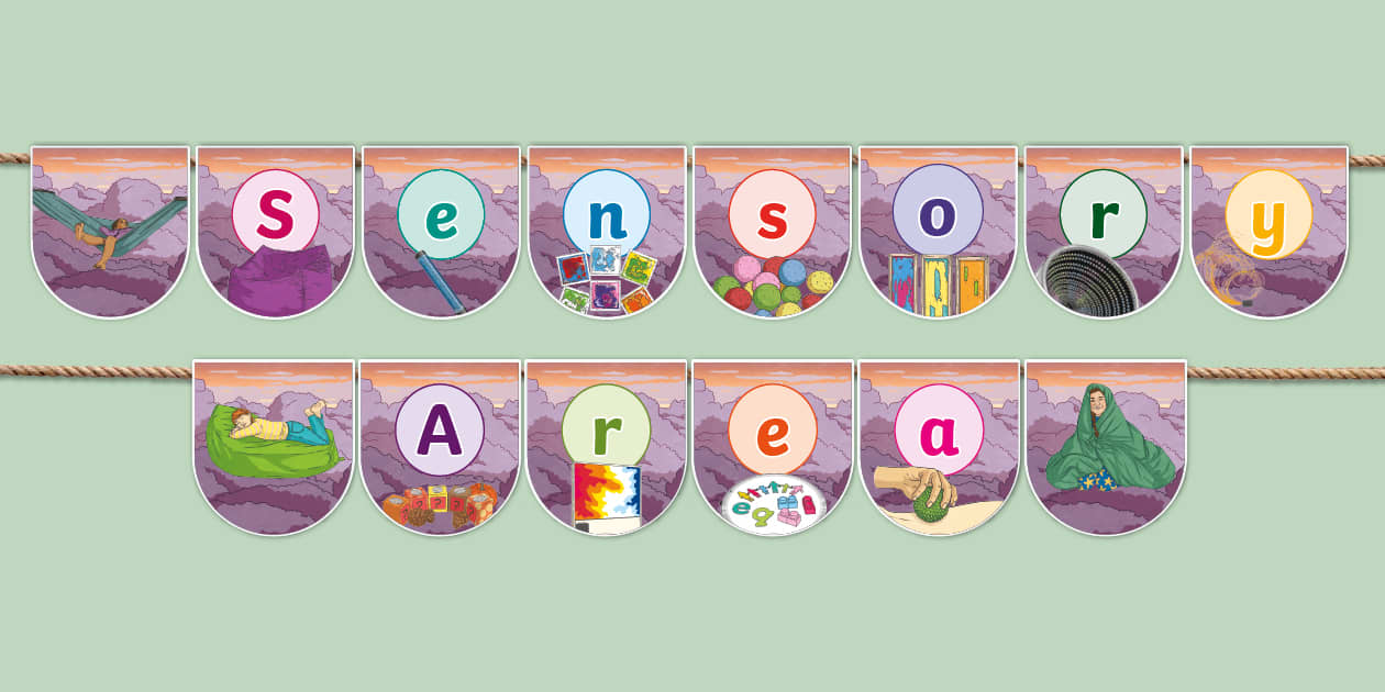 KS2 Sensory Area Display Bunting (teacher made) - Twinkl