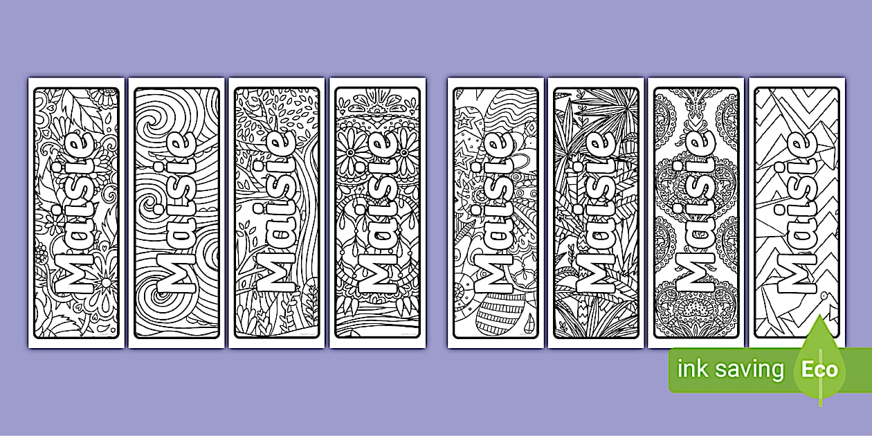 Maisie Mindfulness Name Colouring Bookmarks (teacher made)