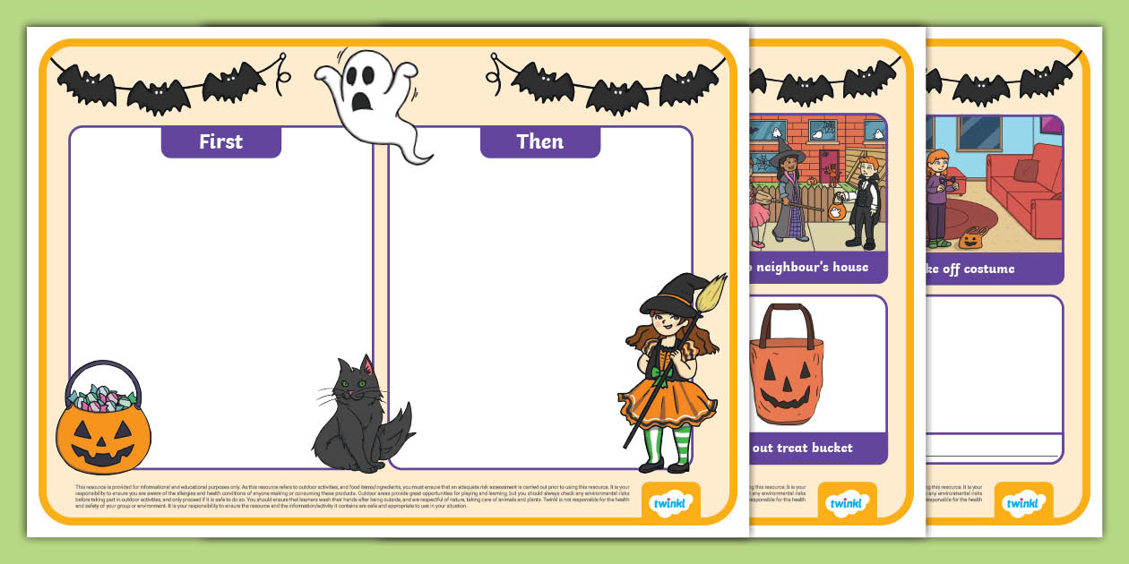 First and Then Trick or Treating Visual Aid