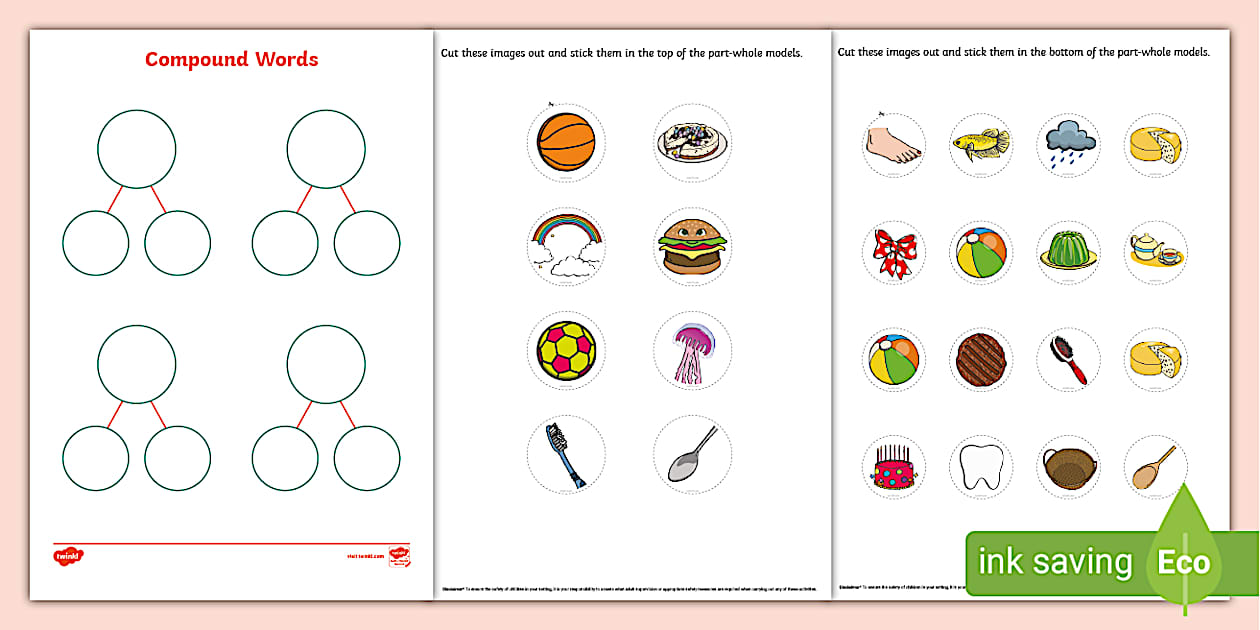 Compound Words Cut and Stick Activity (teacher made)