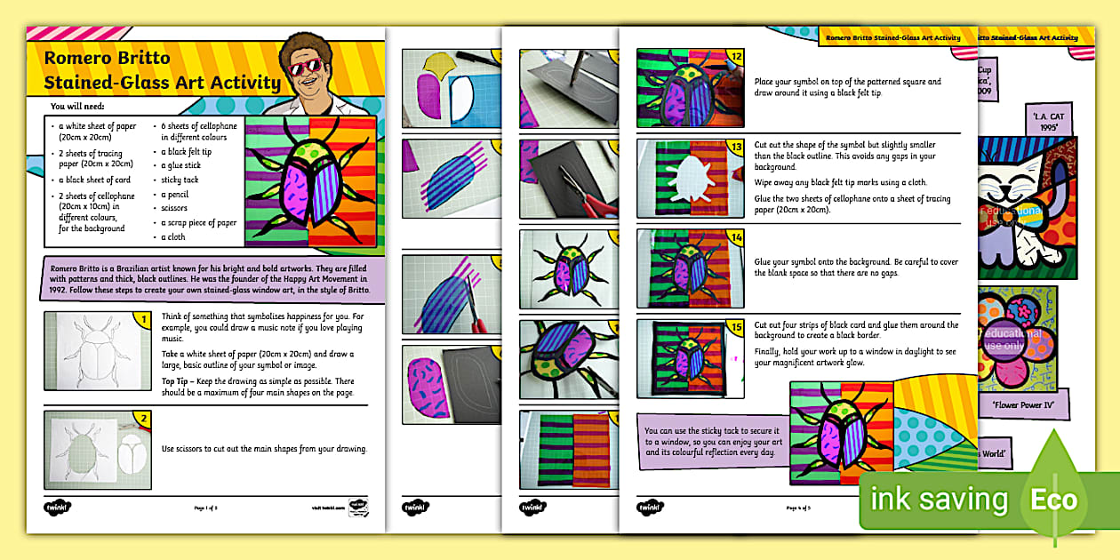 KS2 Romero Britto Stained-Glass Art Activity - Twinkl