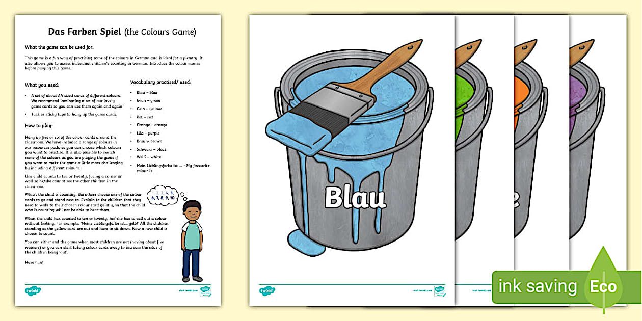 Colours Game German (teacher made) - Twinkl