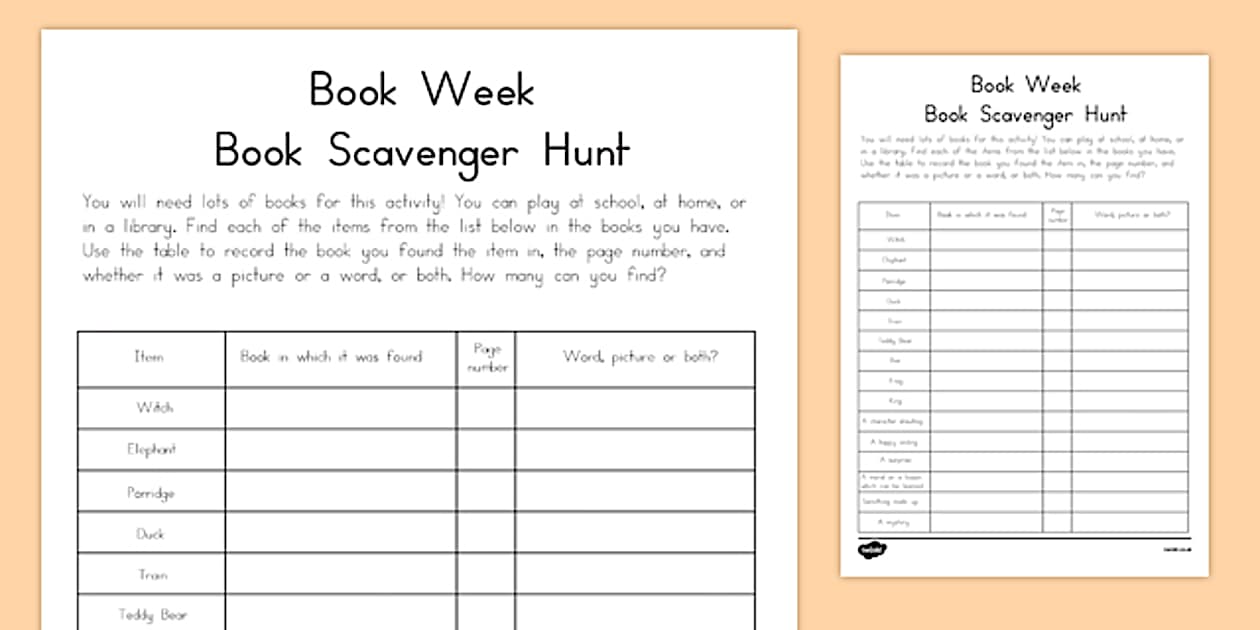 Book Week Scavenger Hunt-Australia (teacher made) - Twinkl
