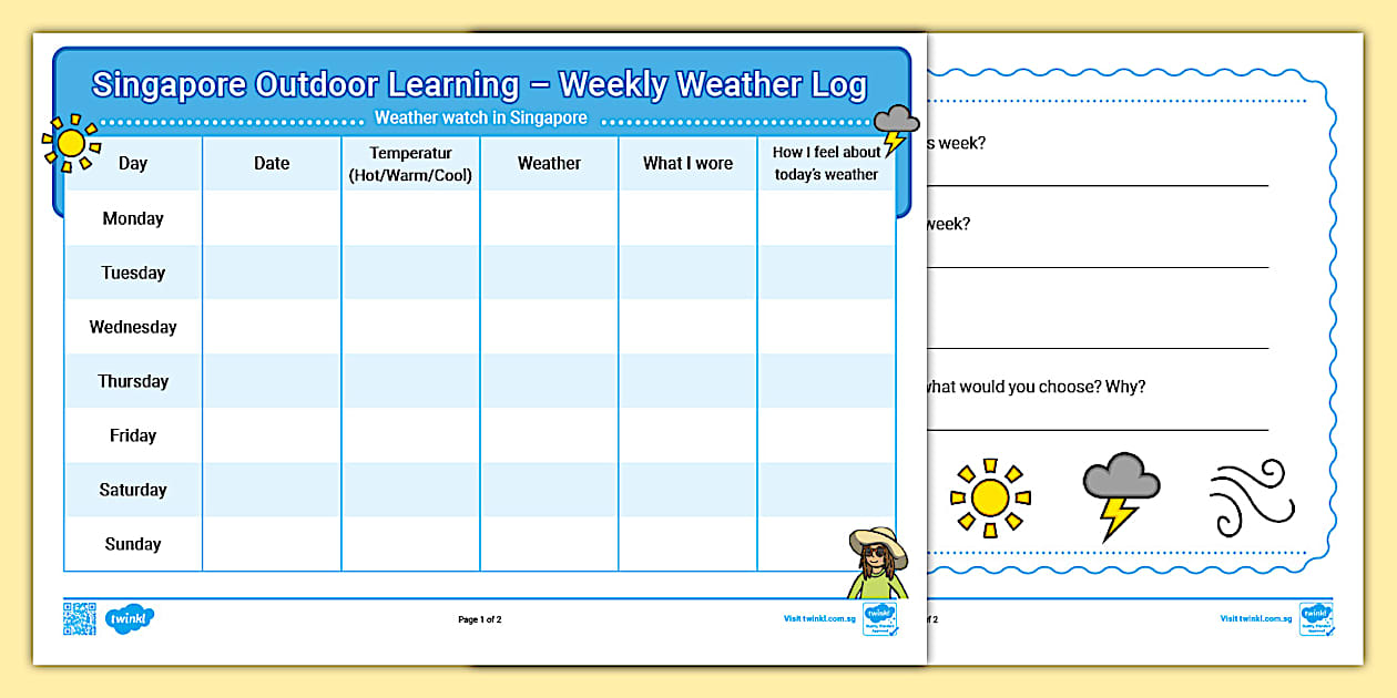 Singapore Outdoor Learning Weather Log (teacher made)