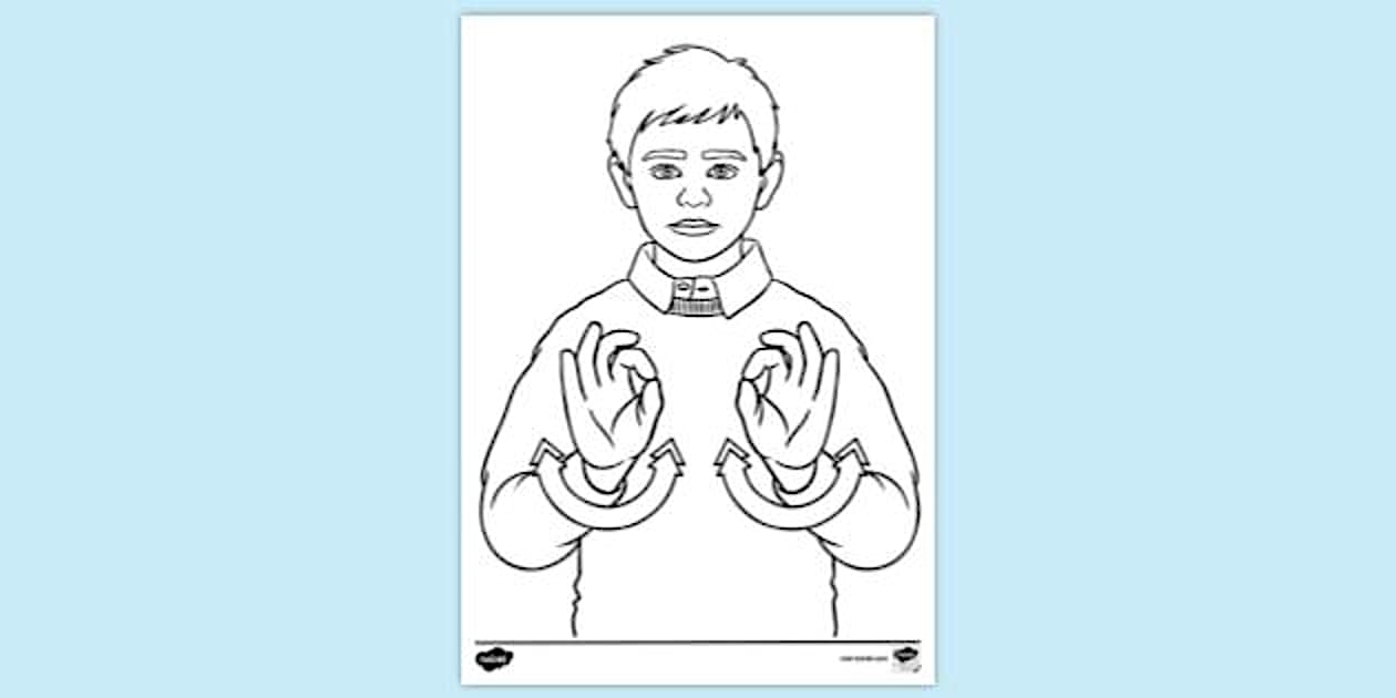 BSL Child Music Colouring Sheet | Colouring Sheets - Twinkl