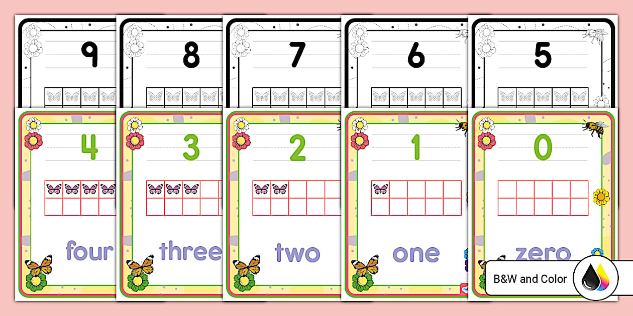 Floral Theme Numbers 0-20 Posters (teacher made) - Twinkl