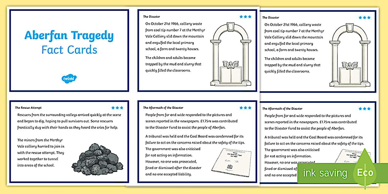 Aberfan Disaster Fact Cards | PS3 Welsh History - Twinkl