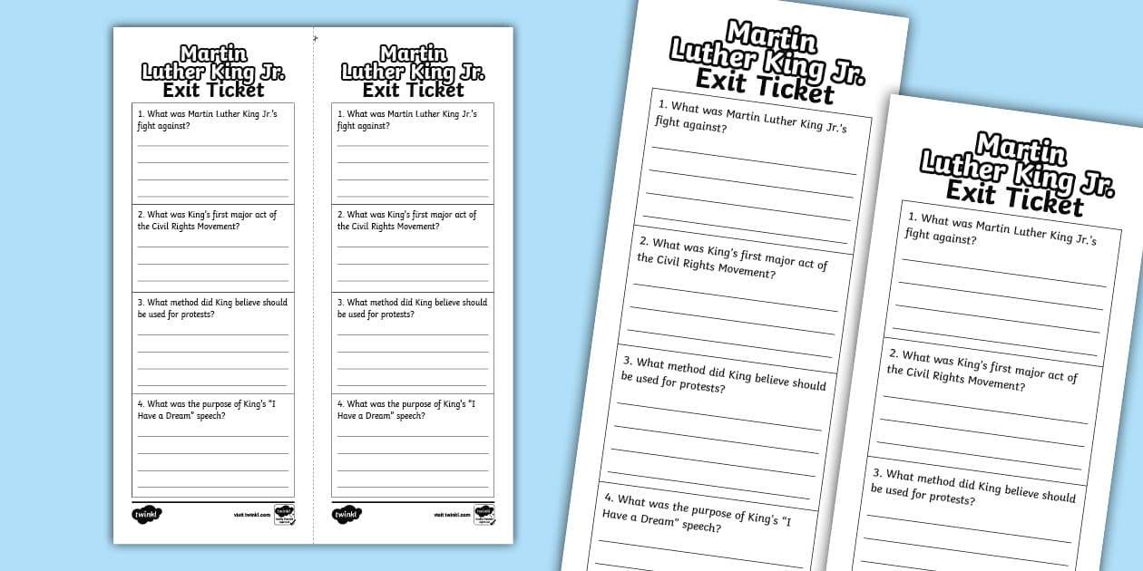 Martin Luther King Jr. Exit Ticket for 6th-8th Grade