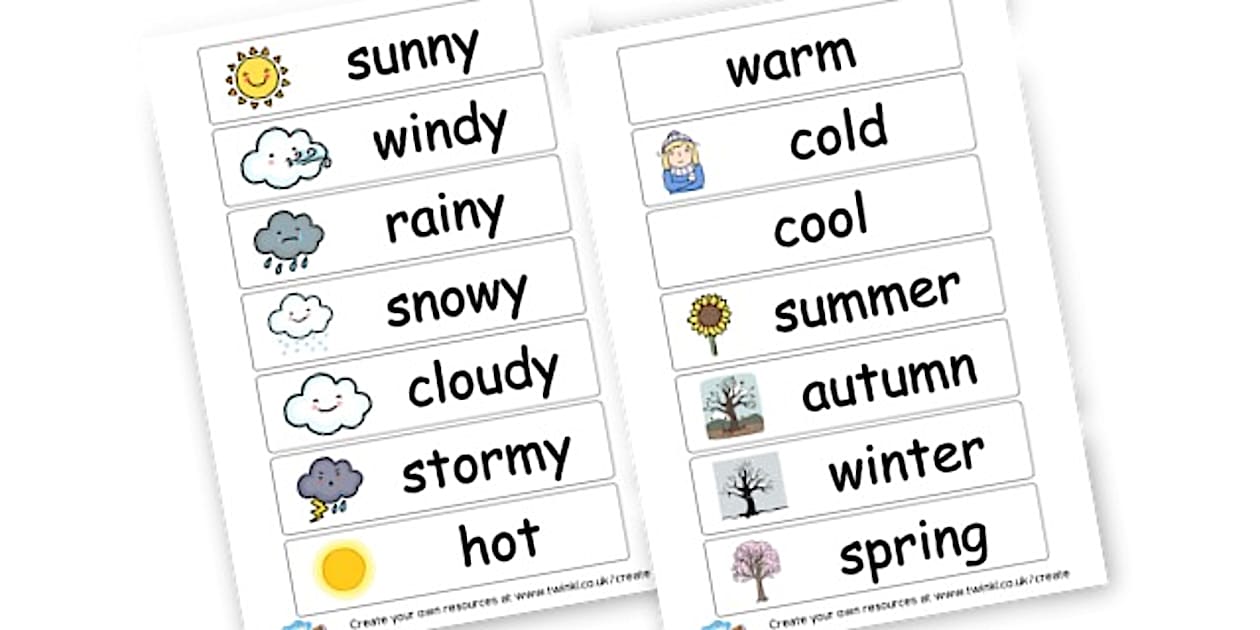 Weather Vocab Cards (Teacher-Made) - Twinkl