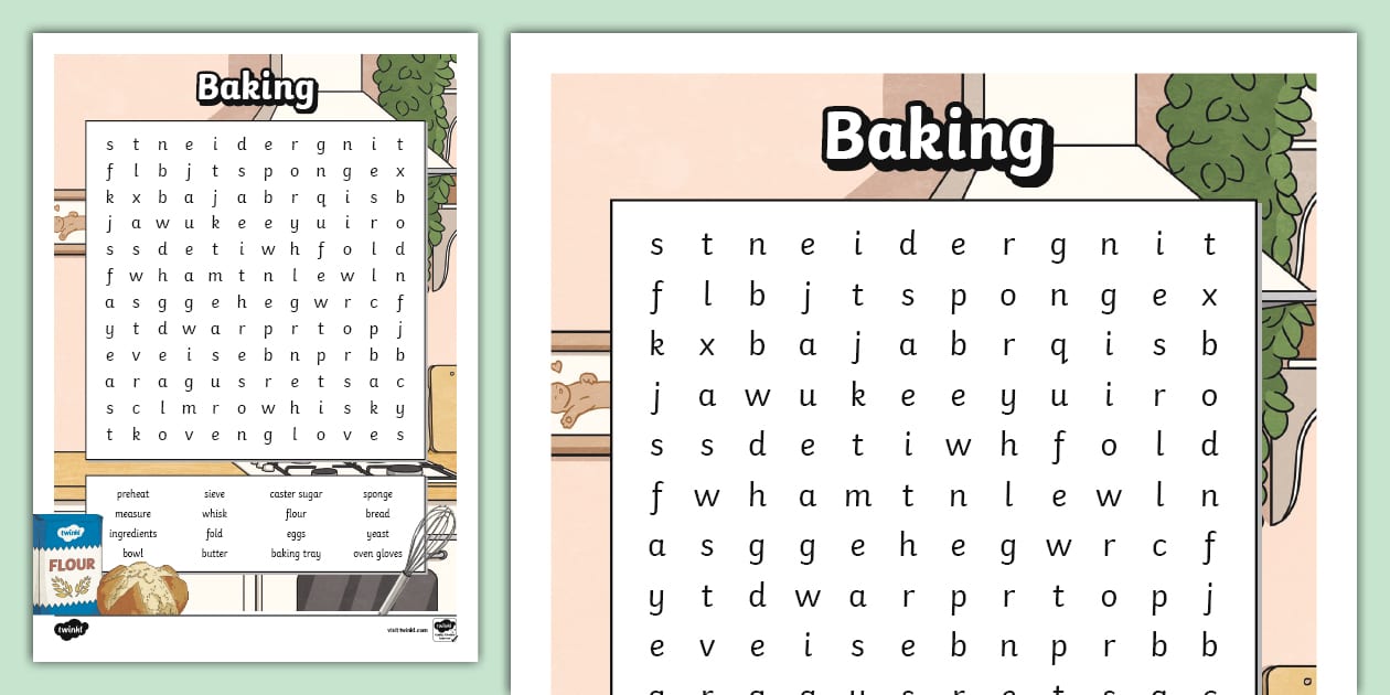 Baking Word Search - Twinkl - KS1 (teacher made) - Twinkl