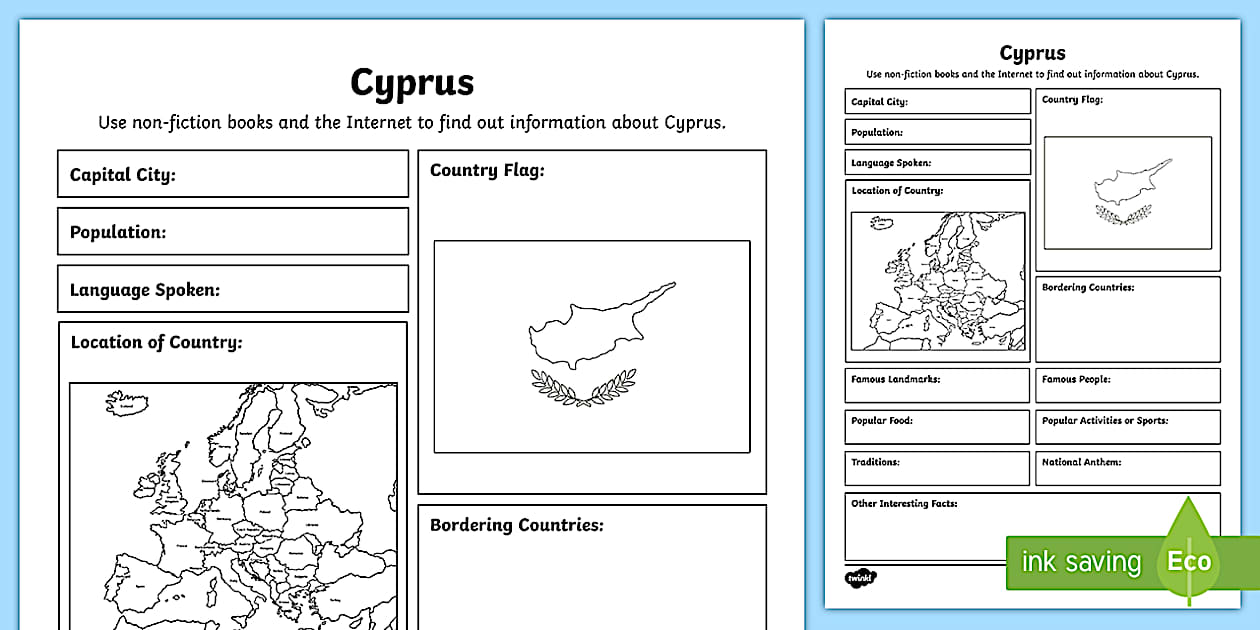 Cyprus Fact File Writing Template (Teacher-Made) - Twinkl