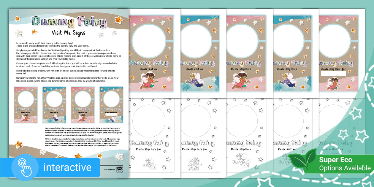 Dummy Fairy Visit Me Signs (teacher made) - Twinkl