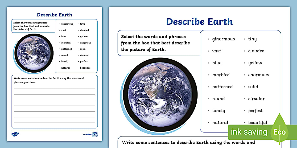 Describe Earth Writing Activity (teacher made) - Twinkl