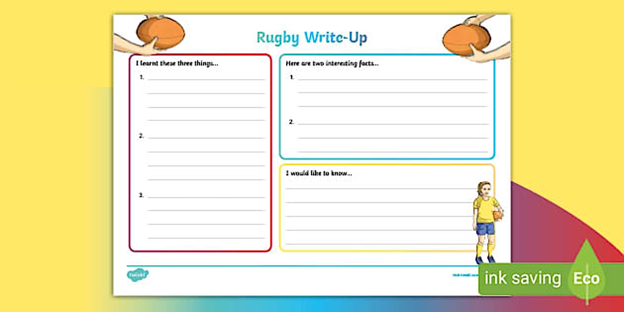 Rugby Write Up Worksheet / Worksheet (teacher made) - Twinkl