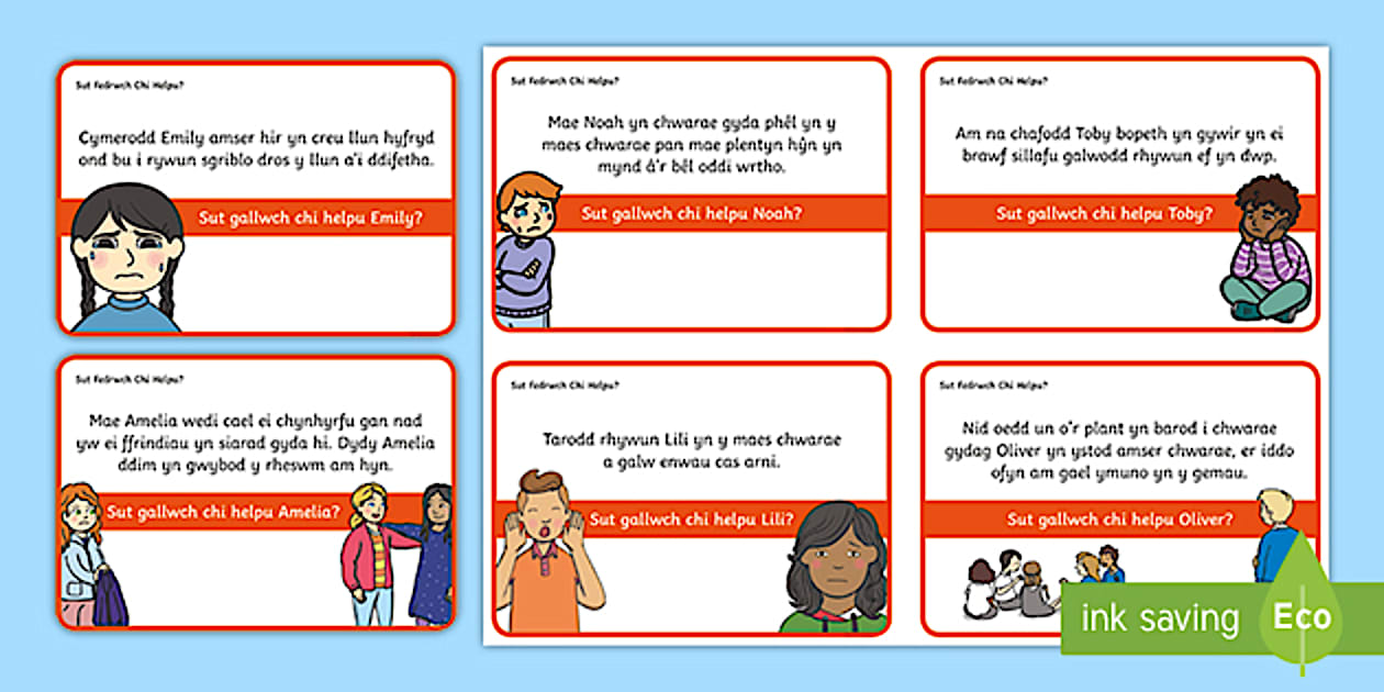 Cardiau Trafod Senarios Bwlio (Hecho por educadores)