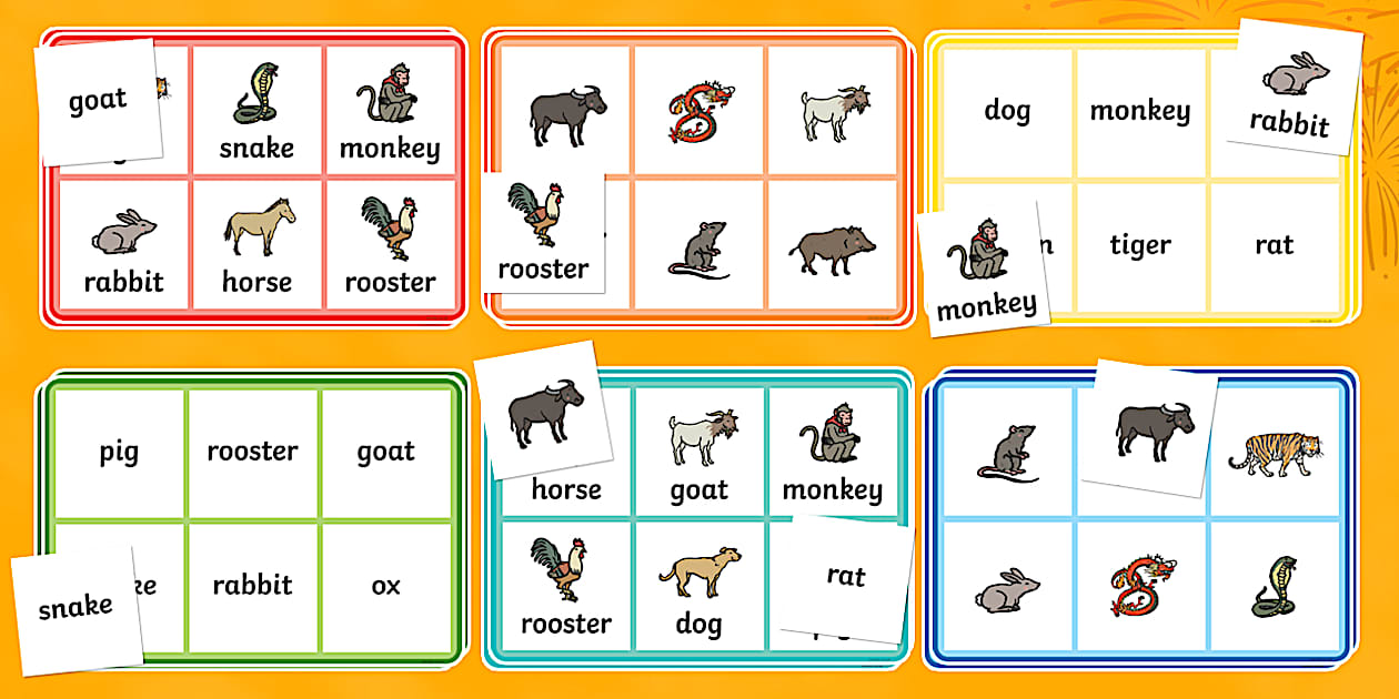Chinese New Year Story Animals Bingo - ESL Chinese New Year Vocabulary