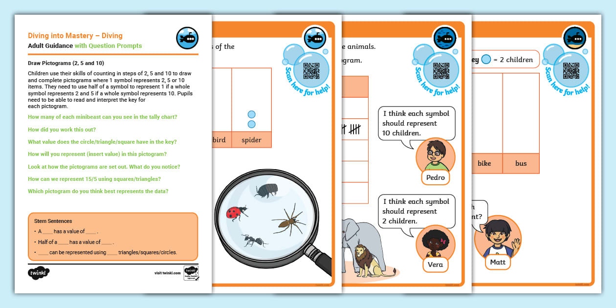 👉 Y2 DiM: Step 6 Draw Pictograms (2, 5 and 10) Activity Cards