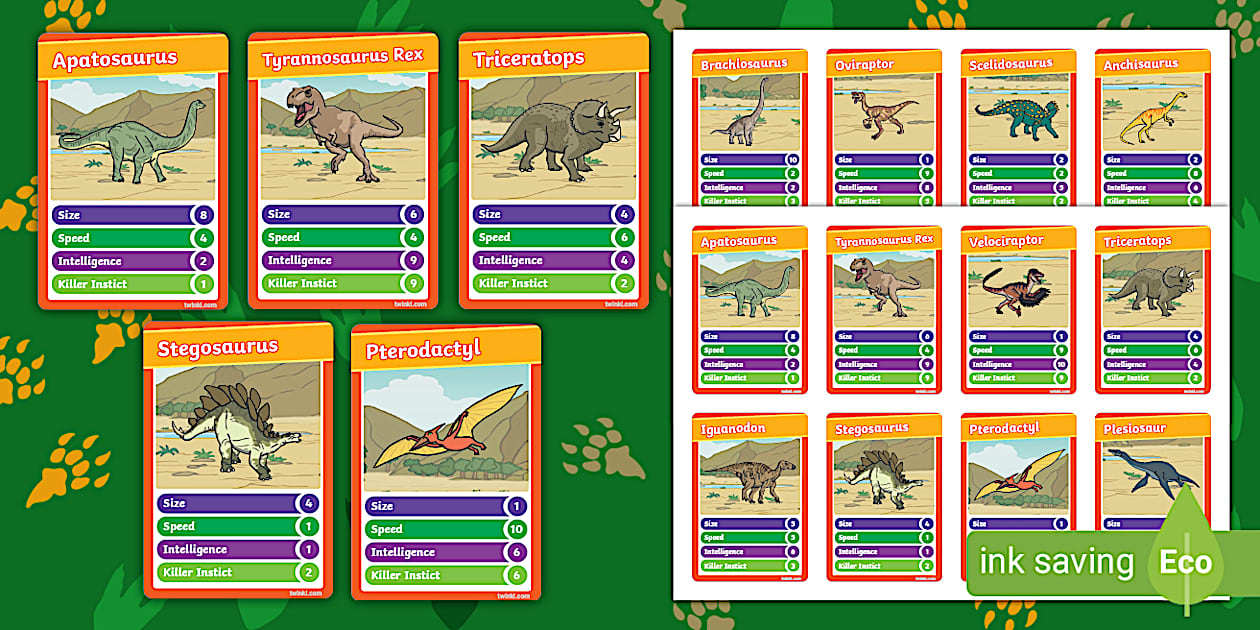 Editable KS1 Dinosaur Card Game (teacher made) - Twinkl